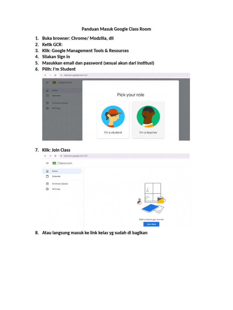 Panduan Masuk Google Class Room | PDF