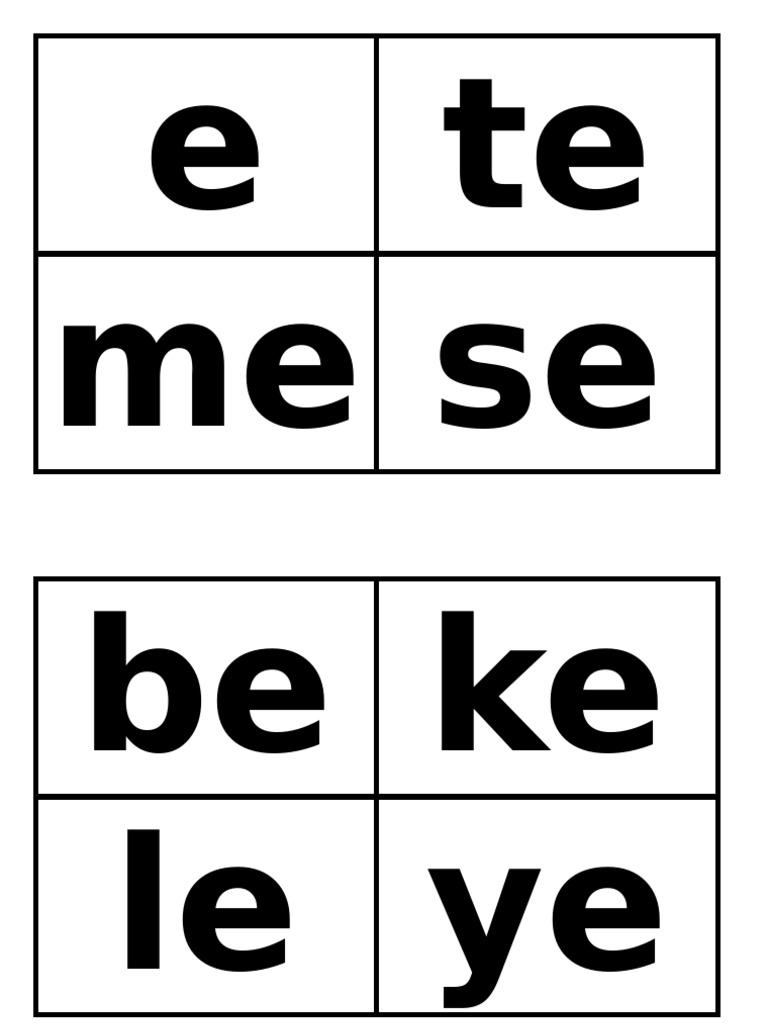 Flash Card Pantig Sa Letrang "E" | PDF