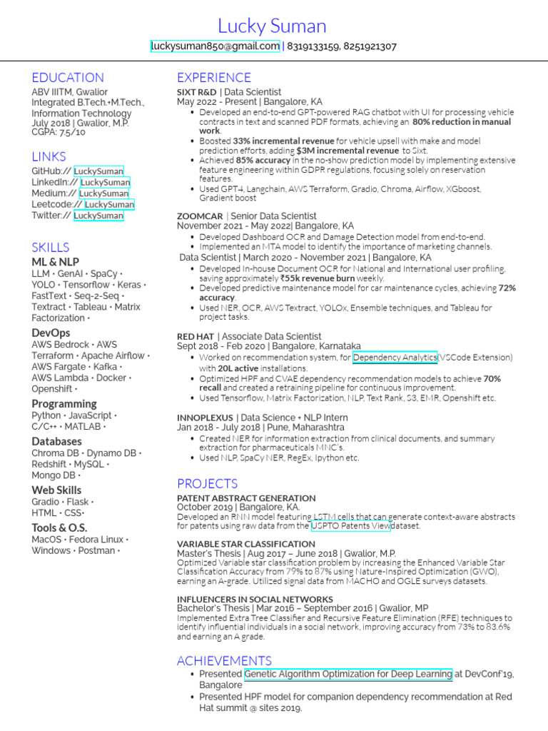 Lucky Suman Resume March 2024 | PDF | Computing