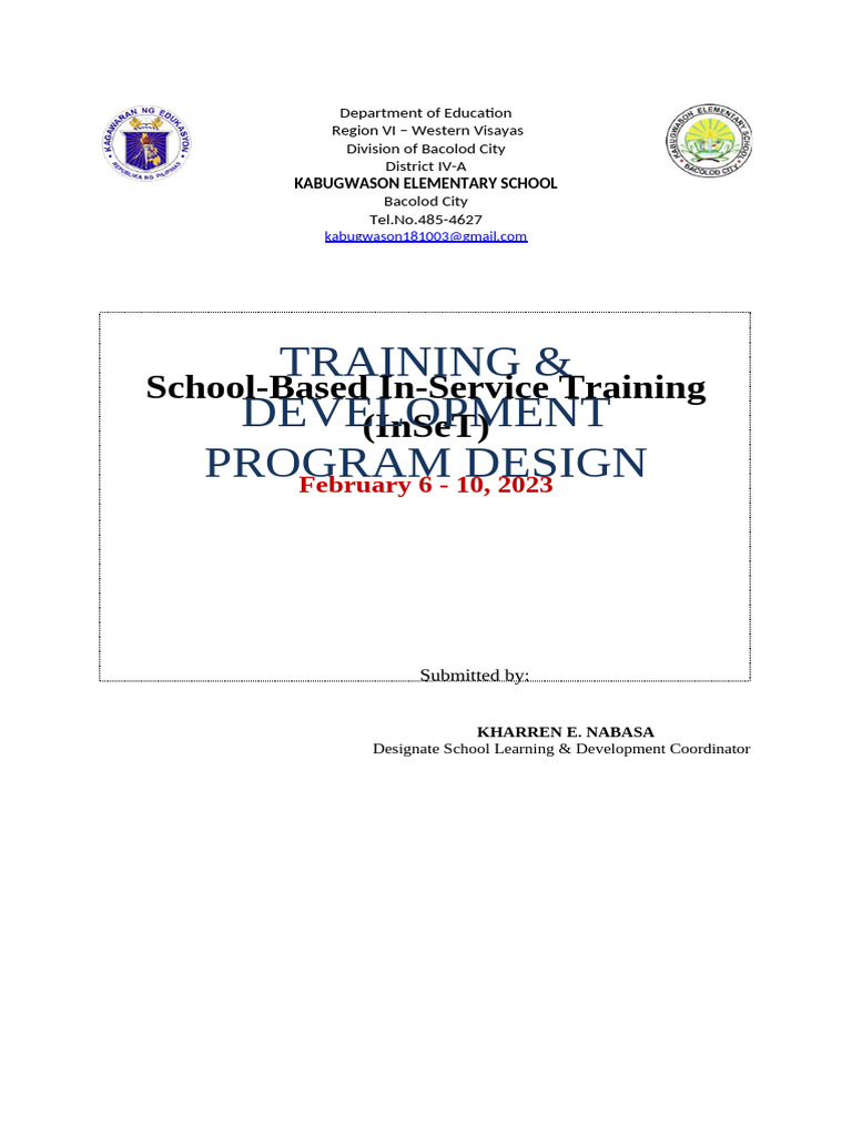 Inset Training Design Kes 2022 2023 Kharren | PDF | Educational ...