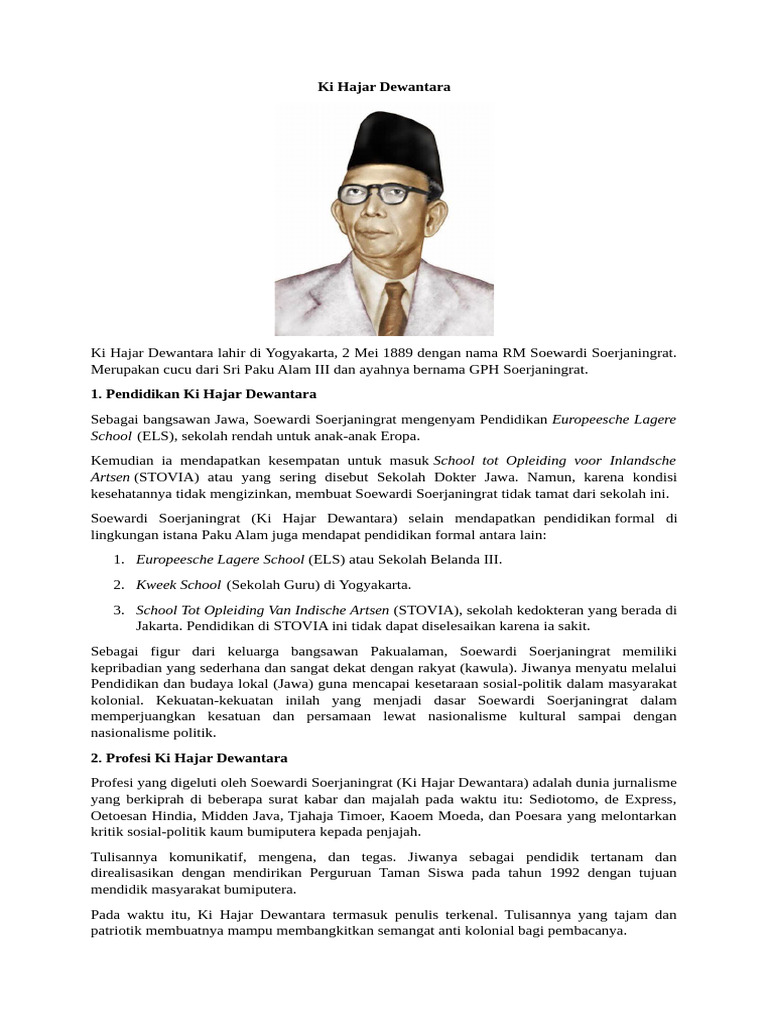 Ki Hajar Dewantara: Pahlawan Pendidikan Nasional | PDF