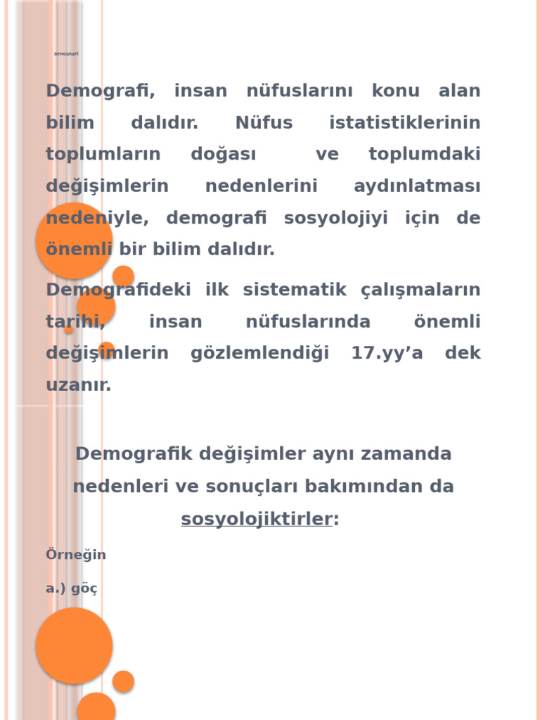Demografi - DERS NOTLARI - 2024-2025 - Vizeye Kadar | PDF