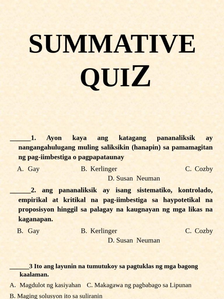 SUMMATIVE QUIZ 4th | PDF