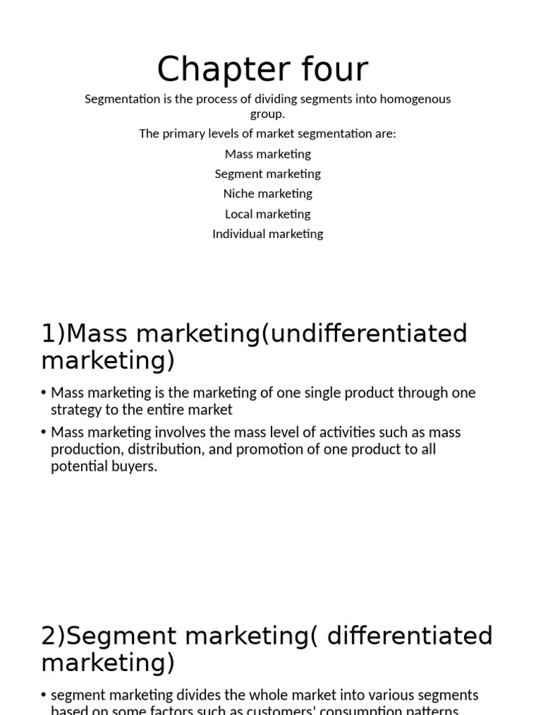 Chapter Four Part One | PDF | Market Segmentation | Marketing