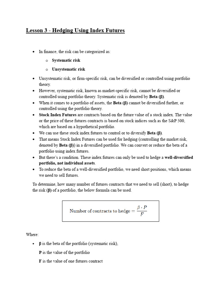 Stock Index Futures Hedging Model | PDF | Financial Risk | Hedge (Finance)