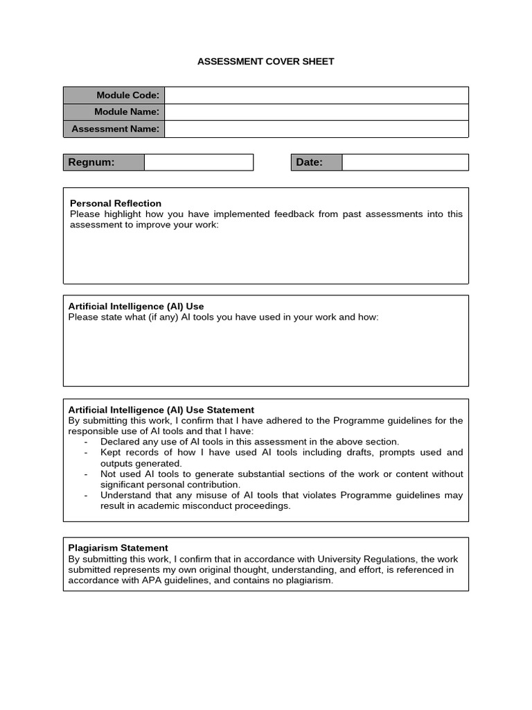 Assessment Cover Sheet and Guidelines | PDF