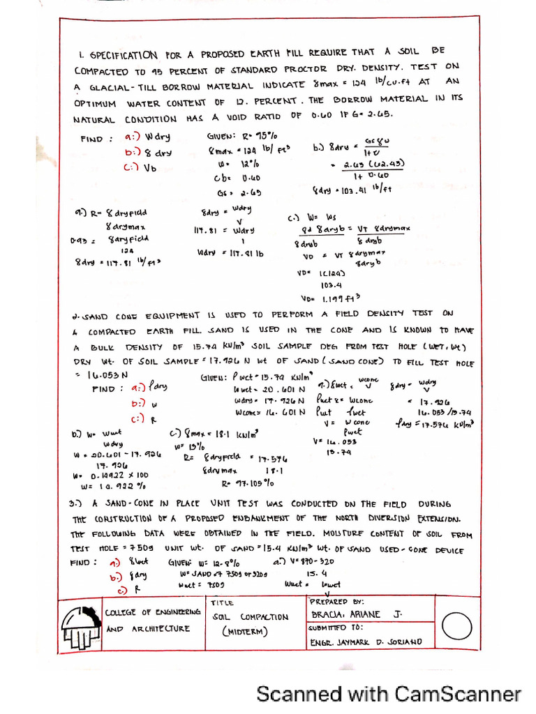 Soil Compaction. Bsce-3:8 - Bracia, Ariane J. | PDF
