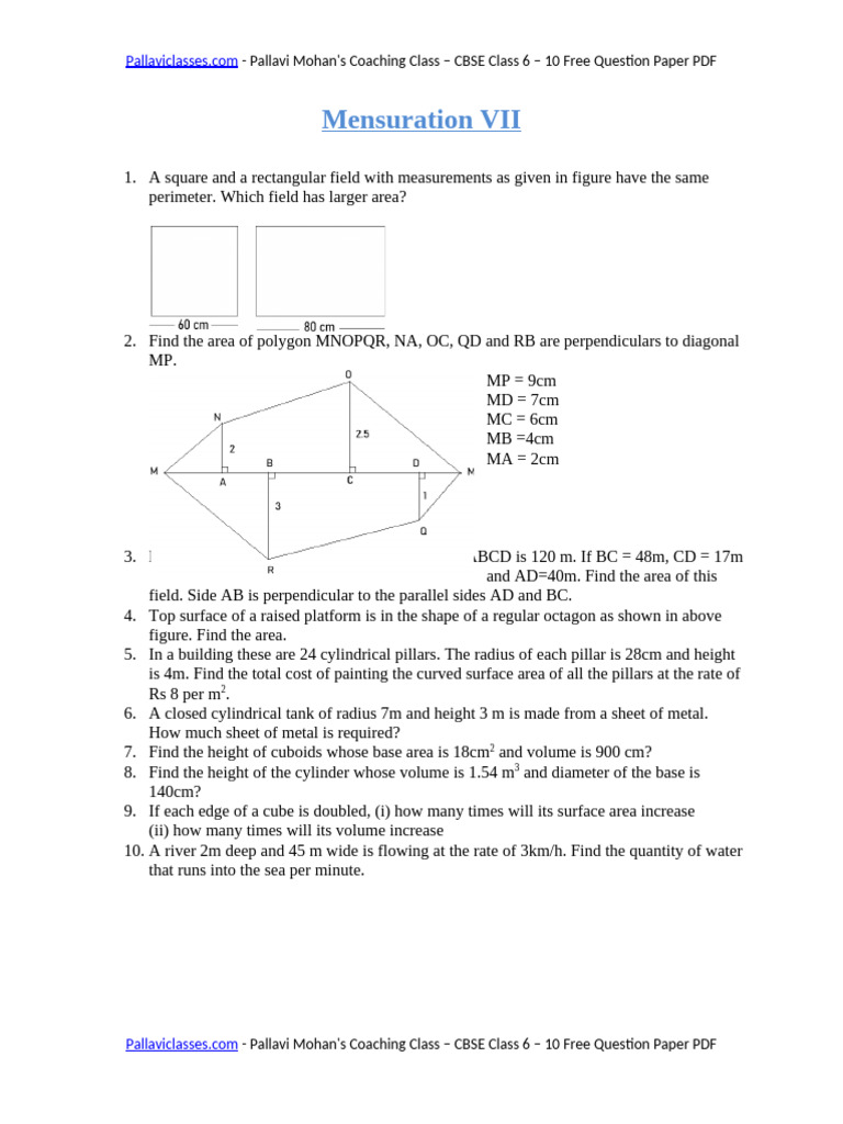 Mensuration VII | PDF