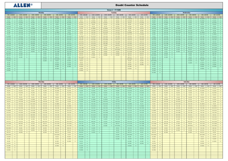 Doubt Counter Schedule: Wednesday Tuesday Monday | PDF