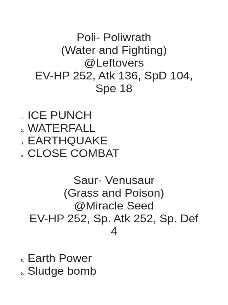 Pokémon Battle Strategies and EV Builds | PDF