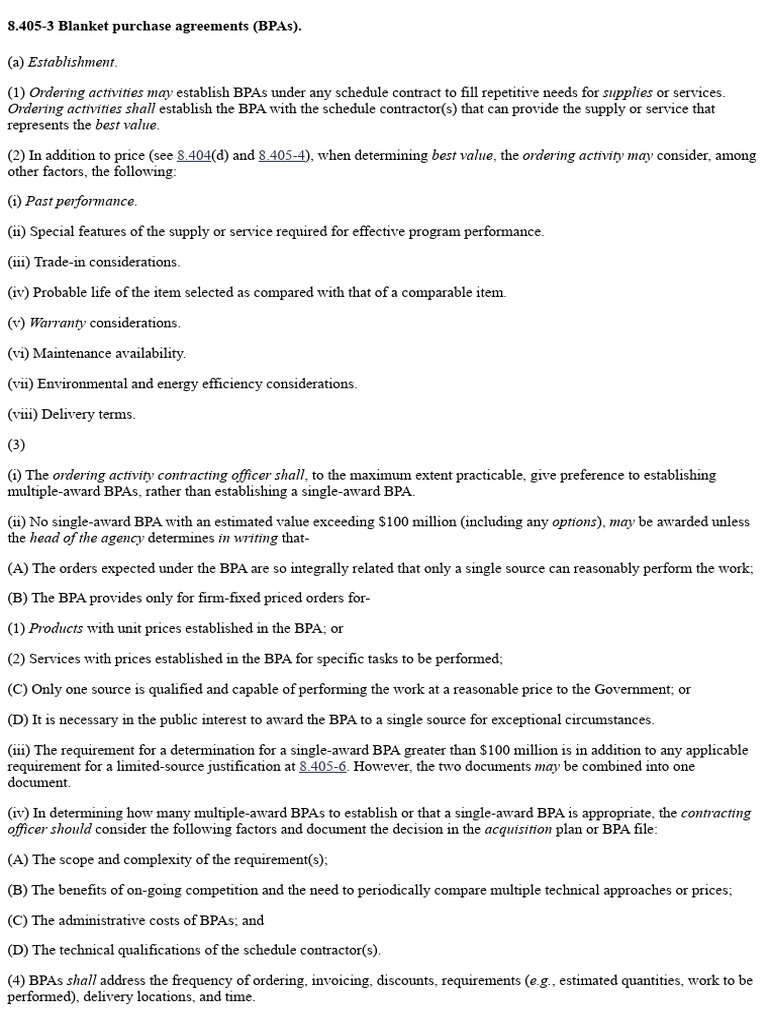 8.405-3 Blanket Purchase Agreements (BPAs) - From GOOGLE | PDF | Prices | General Services ...