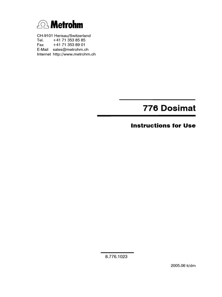 20130214 Metrohm Manual Dosimat 776 Eng | PDF | Molar Concentration ...