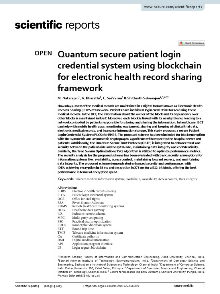Quantum Secure Patient Login Credential System Using Blockchain For ...