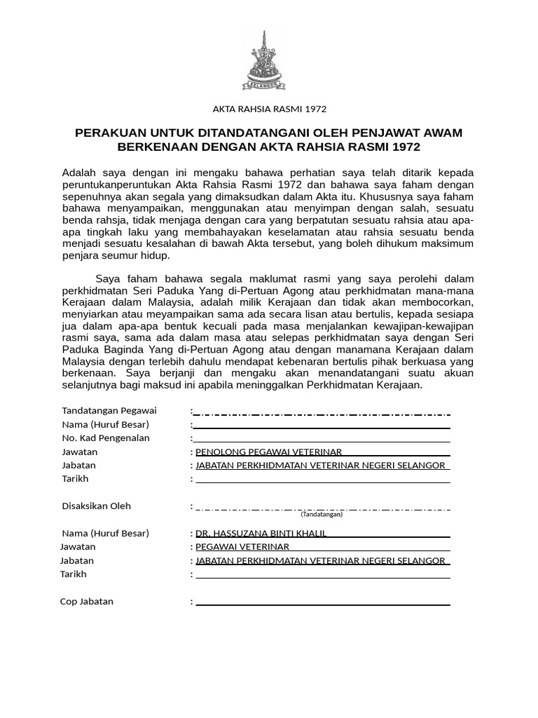 Akta Rahsia Rasmi 1972 Soft | PDF