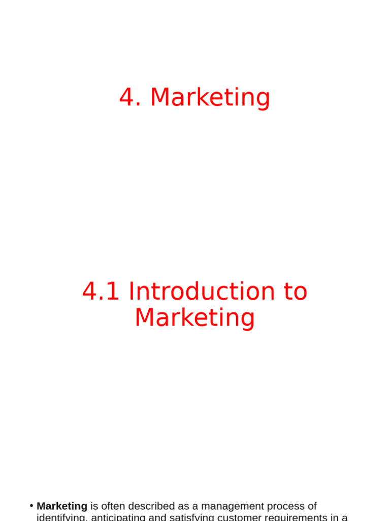 4.1 Intro to Marketing | PDF | Marketing | Market (Economics)