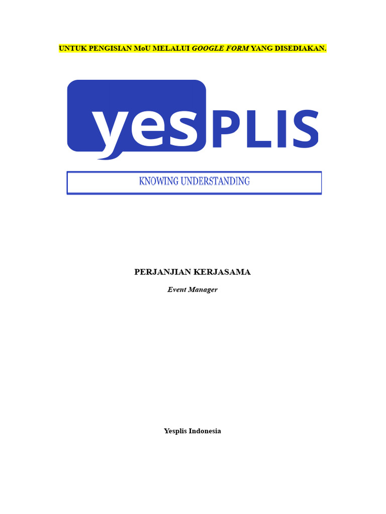 MoU Kerjasama Yesplis Indonesia | PDF