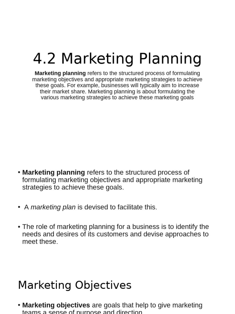 4.2 Marketing Planning | PDF | Marketing | Marketing Strategy