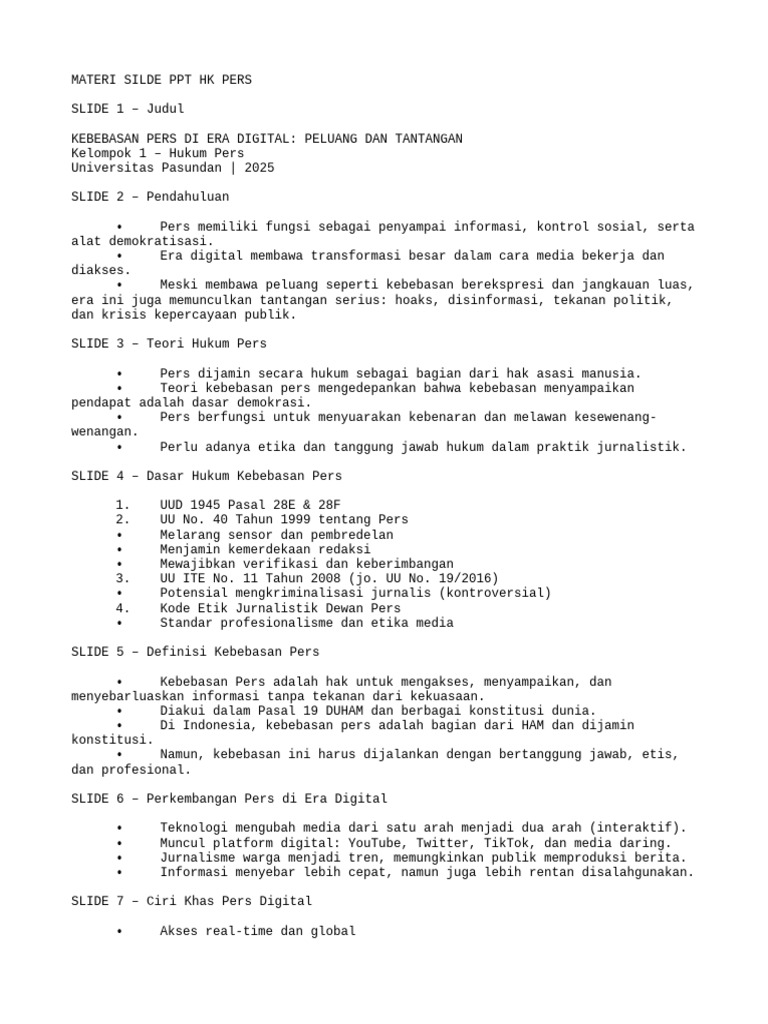 Materi PPT HK Pers | PDF