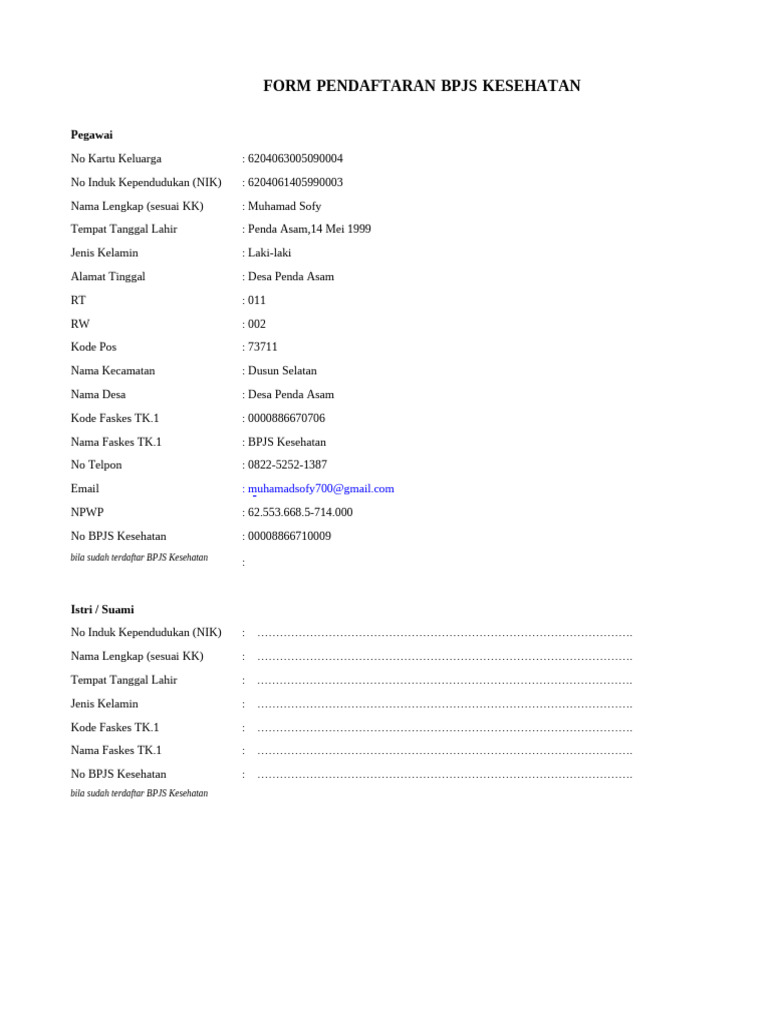 Form BPJS Kesehatan | PDF