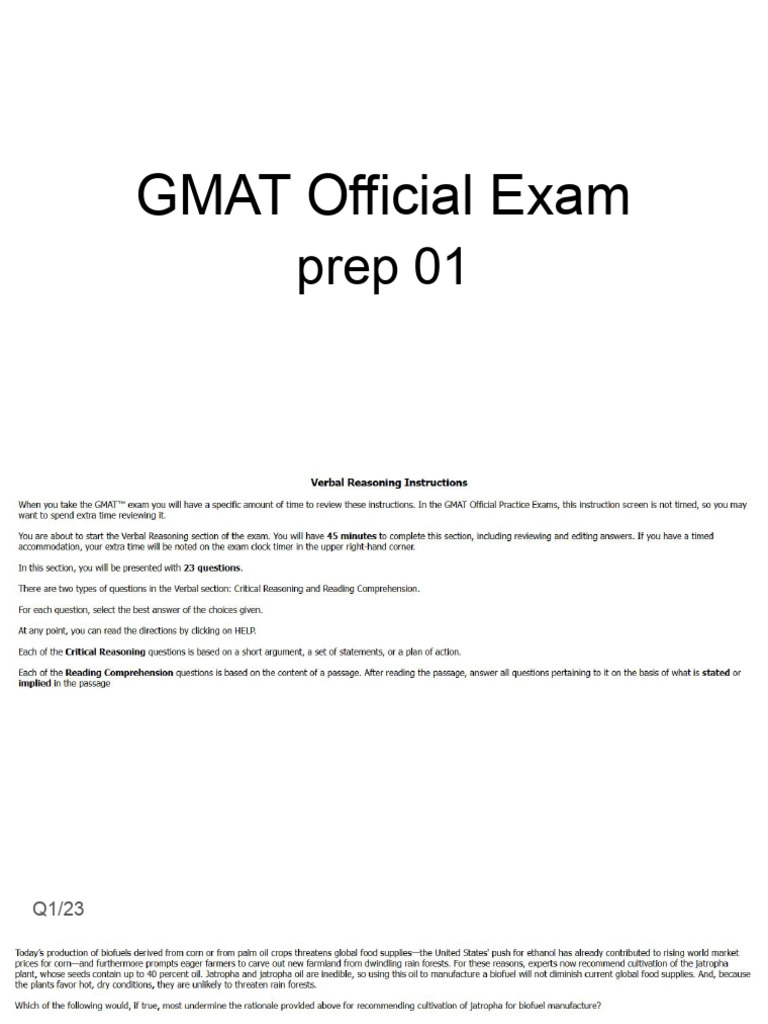 GMAT Official Exam Prep 01 - Mba - Com - Verbal | PDF