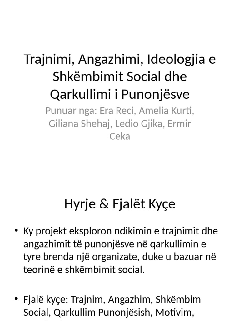 Projekti Trajnimi Angazhimi Qarkullimi Punonjesve 7slide | PDF