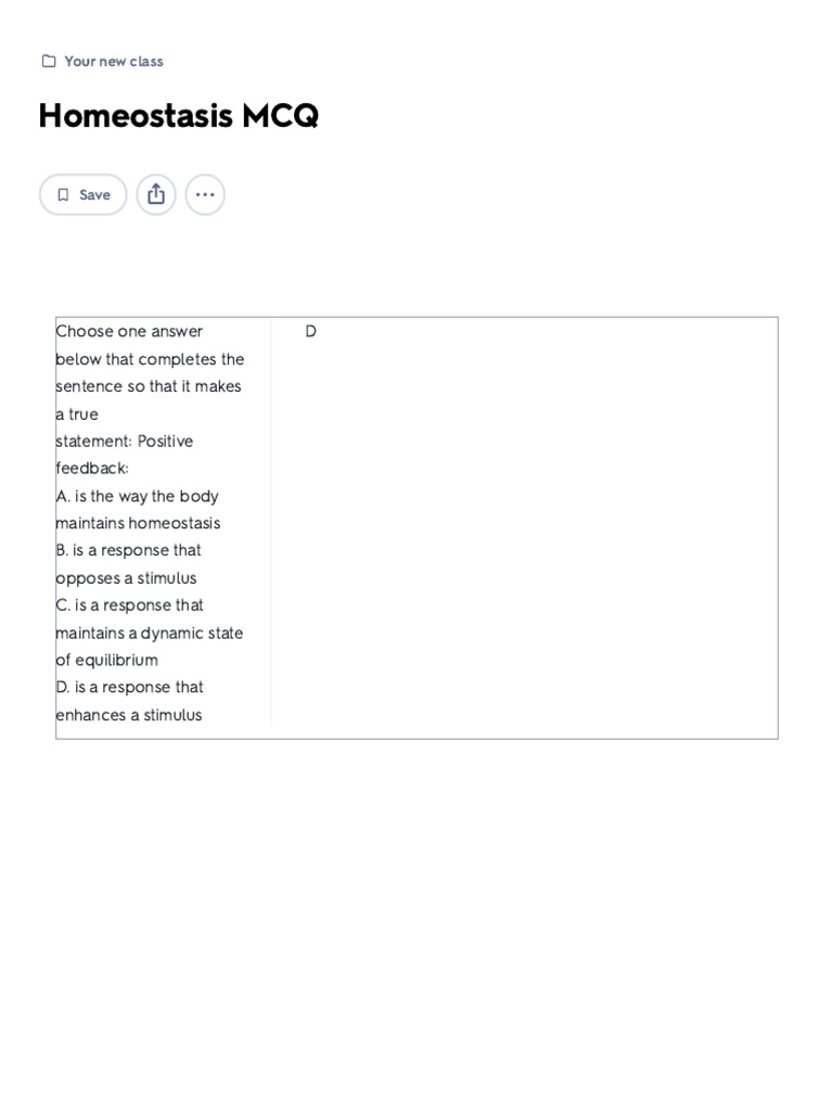 Homeostasis Multiple Choice Questions | PDF | Homeostasis | Stimulus ...