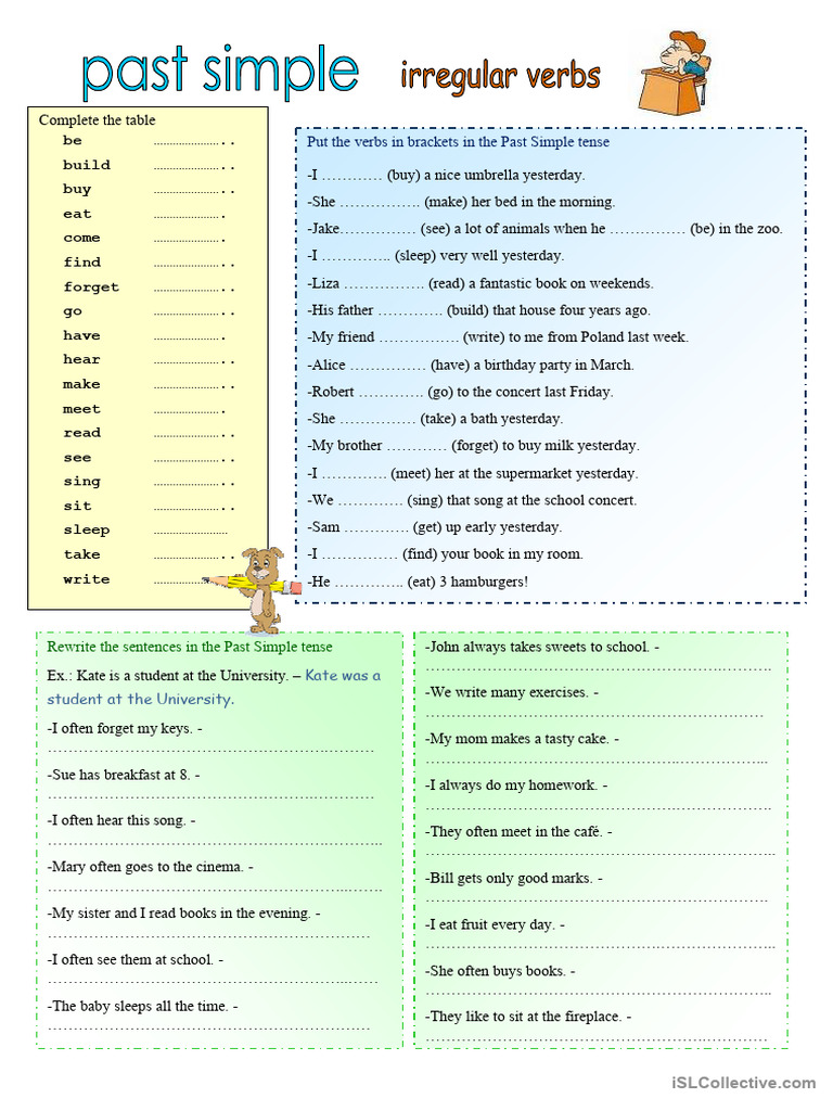 Grammar Worksheet - Irregular Verbs - Past Simple | PDF | Morphology ...