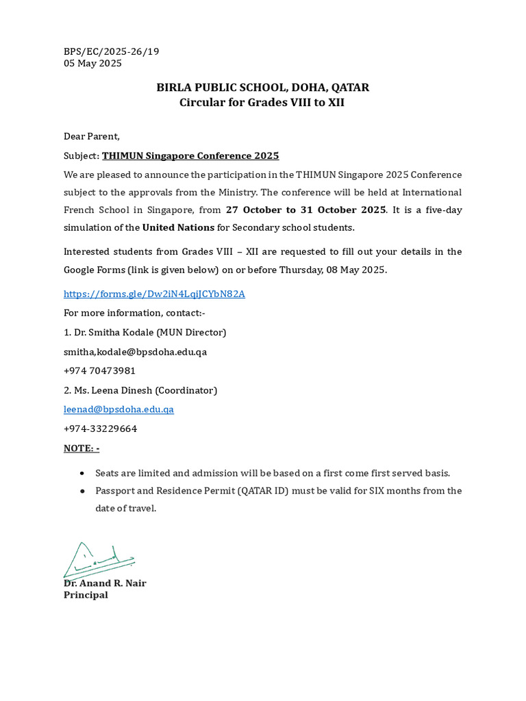 Circular 19 - Thimun Singapore 2025 | PDF