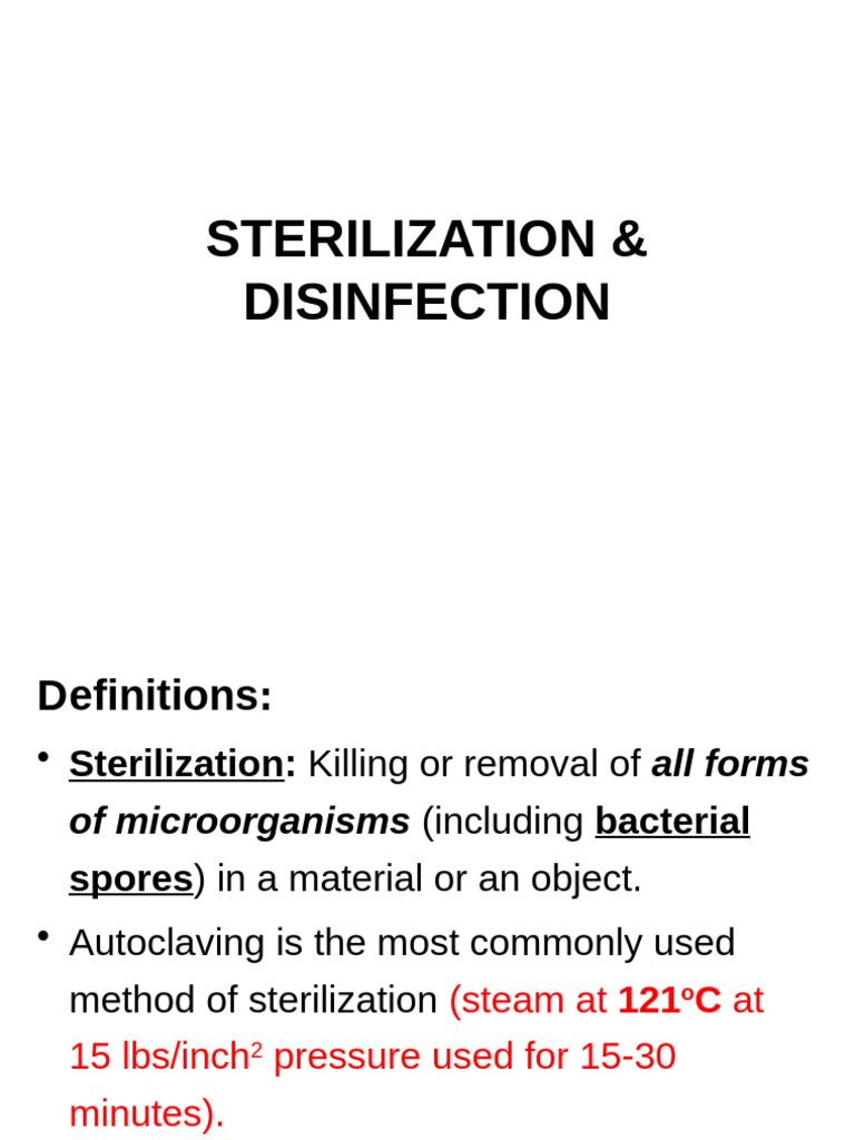 Sterilization and Disinfection | PDF | Sterilization (Microbiology) | Disinfectant