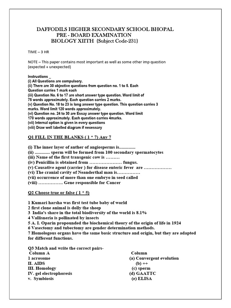 12TH BIO PB 2 2025 DHS BY DR HK | PDF | Operon | Gene