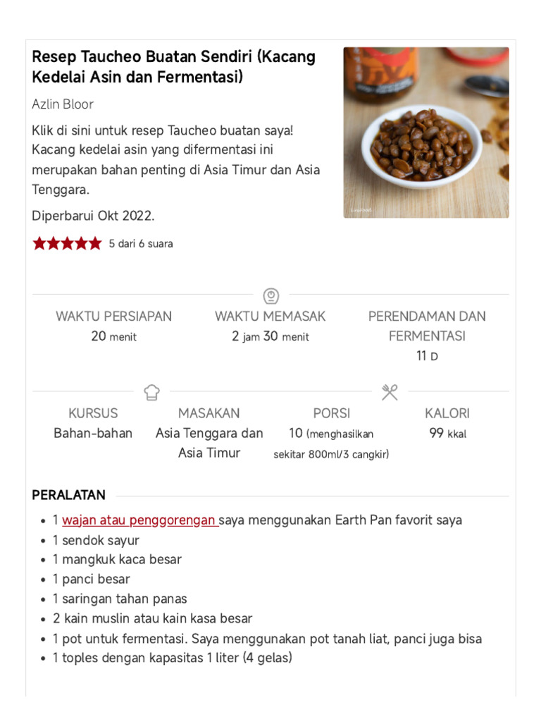 Homemade Taucheo Recipe (Salted, Fermented Soybeans) - Singaporean and ...