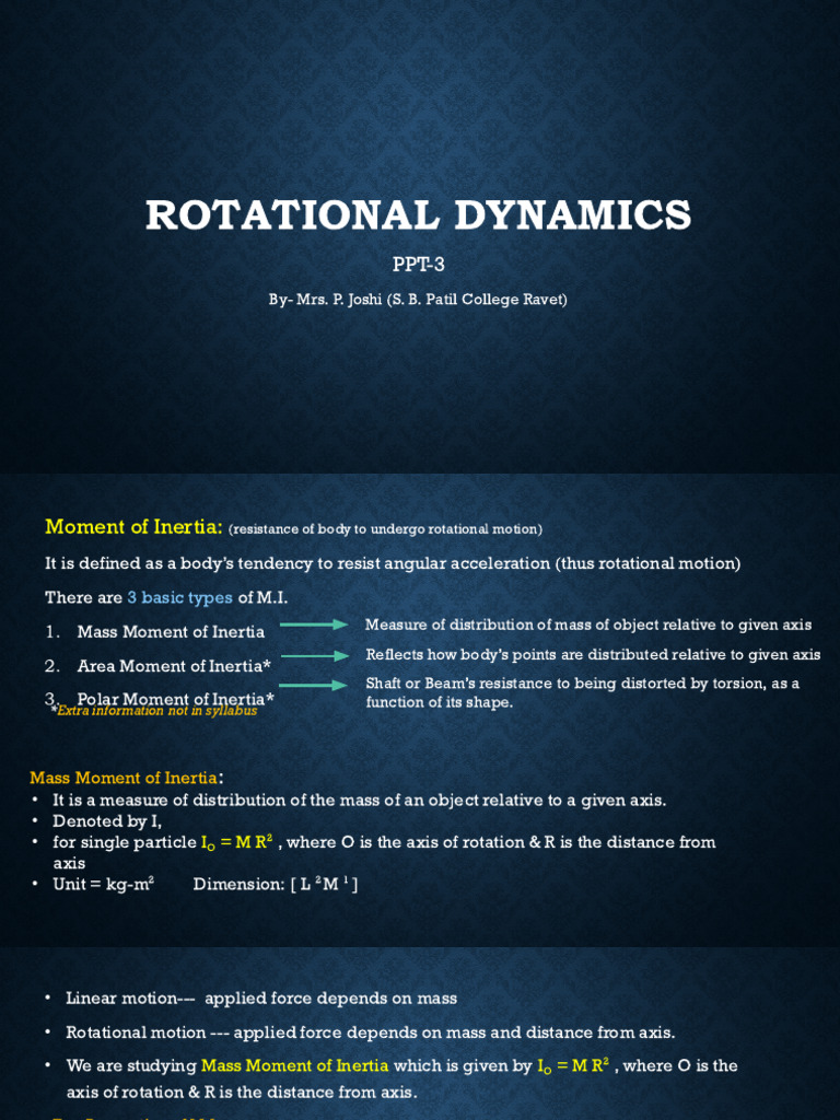Rotational Dynamics Ppt3 (1) | PDF | Rotation Around A Fixed Axis | Torque