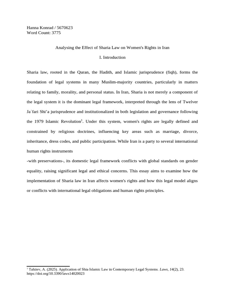 Sharia Law's Impact on Women's Rights in Iran | PDF | Sharia ...
