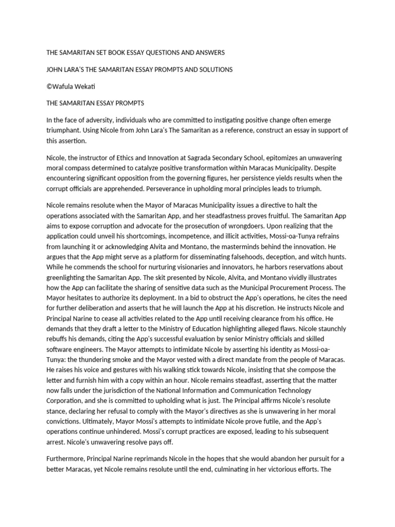 Samaritan Essay Examples | PDF
