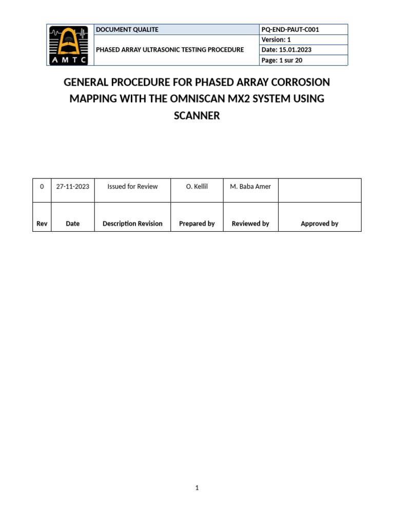 General Procedure For Phased Array Corrosion Mapping With Omniscan MX2 ...