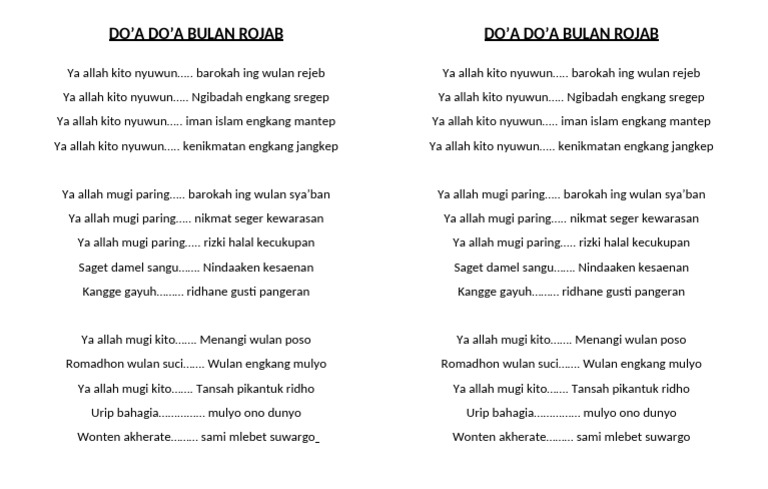 Doa Rajab | PDF
