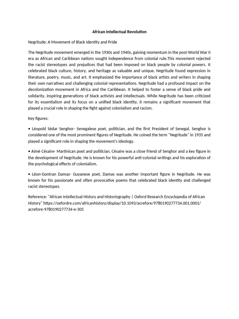 Negritude African Revolution | PDF