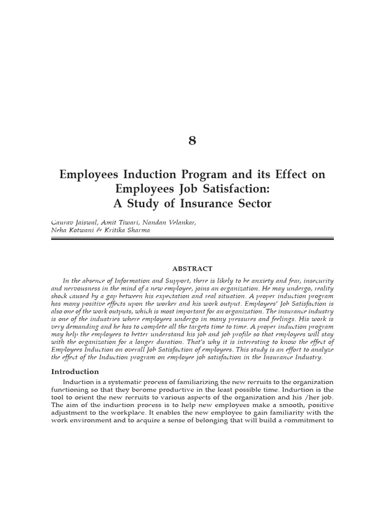 Employees Induction Program and Its Effect On Employees Job ...