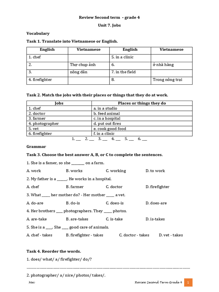 Grade 4 Second Term Review Guide | PDF
