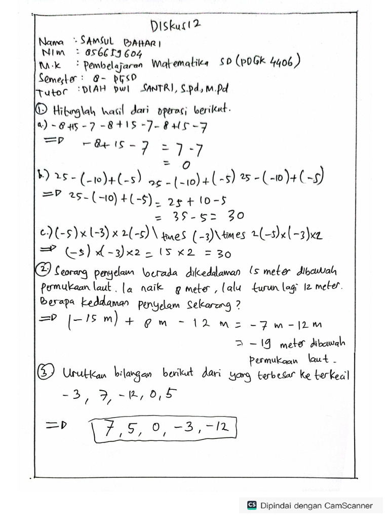 Samsul Bahari - MTK - Diskusi 2 | PDF