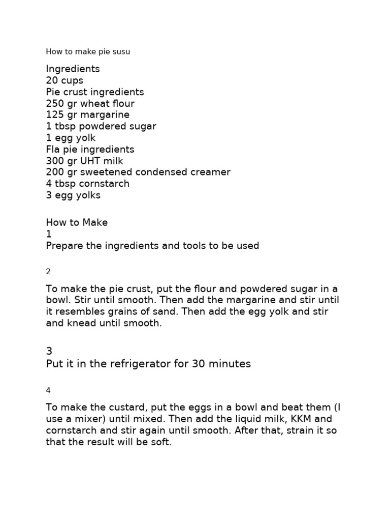 How to Make Pie Susu | PDF