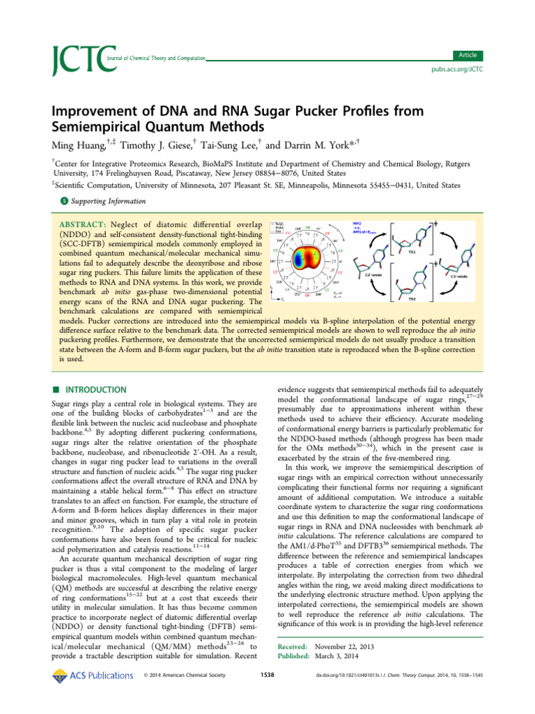 Enhancing Sugar Pucker Models in DNA/RNA | PDF | Computational ...