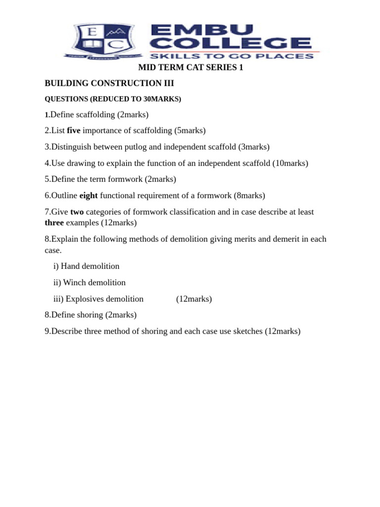 Building Construction Iii Cat1 (7copies) | PDF
