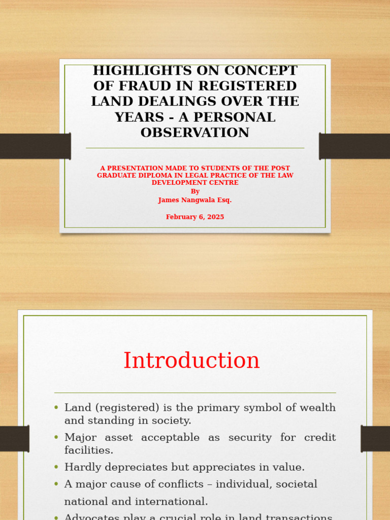 Fraud in Registered Land Dealings | PDF | Fraud | Burden Of Proof (Law)
