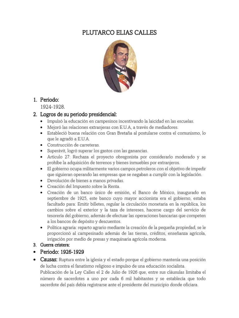 Formato Plutarco Elias Calles | PDF | México | Gobierno