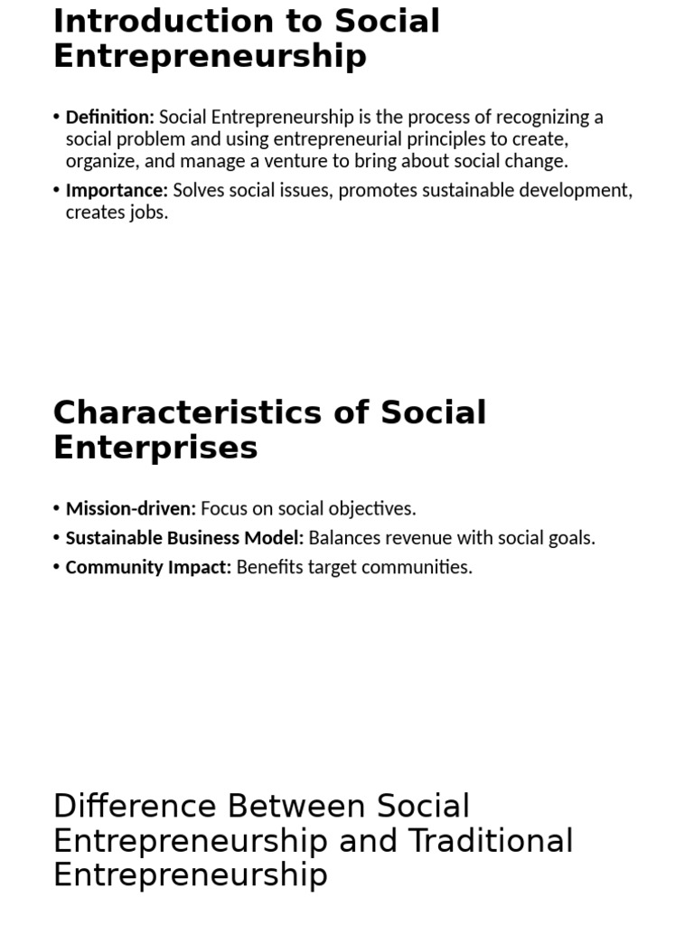 Introduction To Social Entrepreneurship | PDF