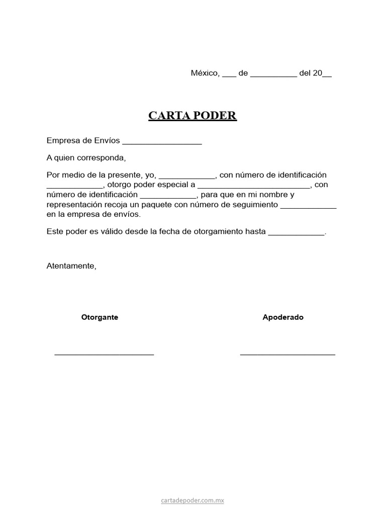 Carta Poder para Recoger Paquete | PDF