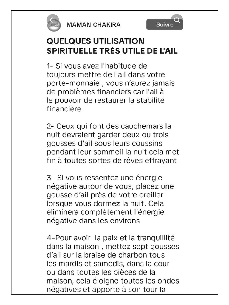 Quelques Utilisation de L'ail | PDF