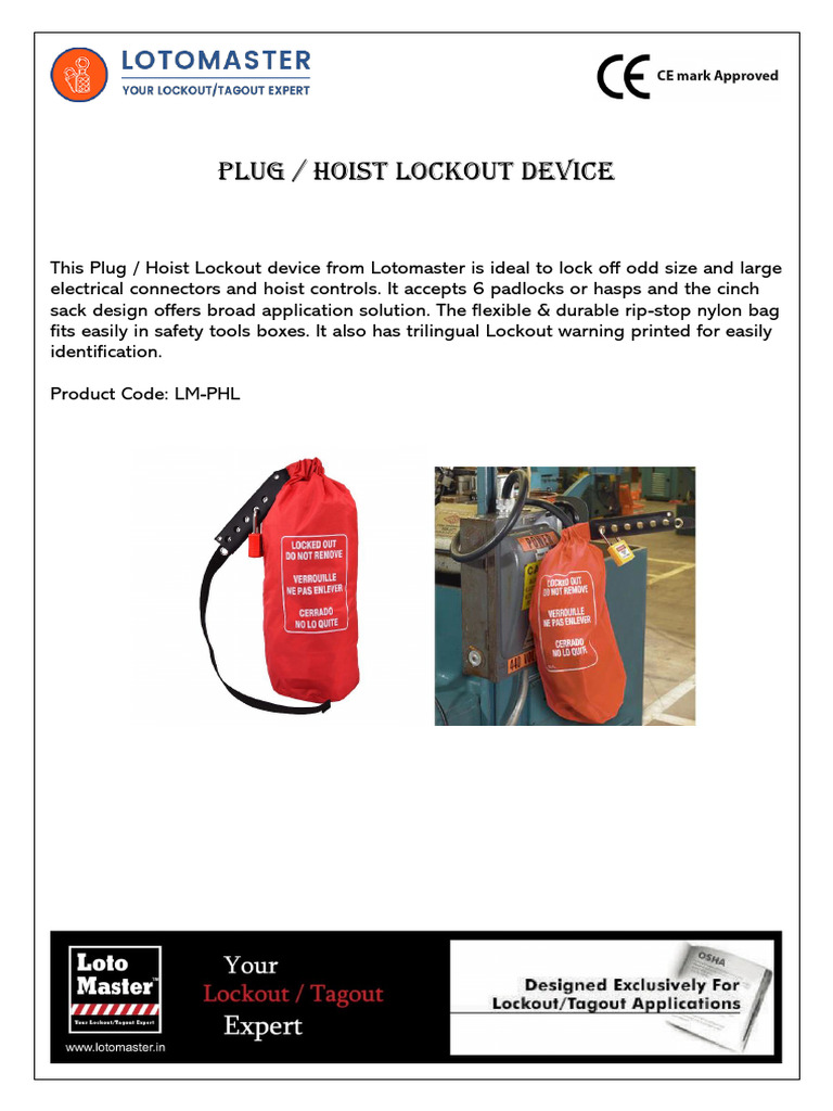 LM-PHL Plug Hoist Lockout Device | PDF