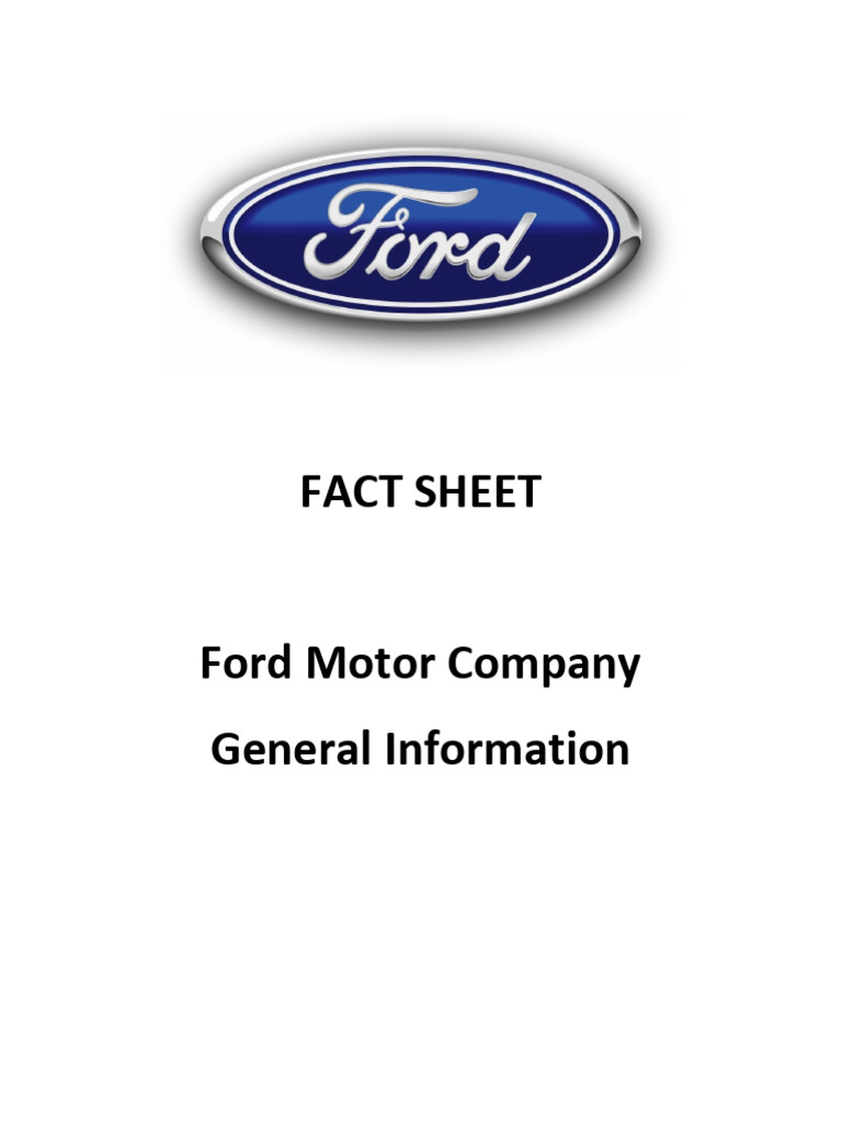 Ford Fact Sheet - Ford Motor Company | PDF | Ford Motor Company ...